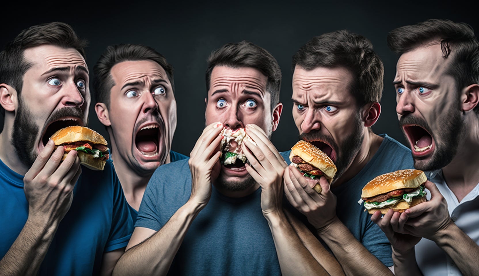 Men Crying Together With Cheeseburgers - by David Futrelle