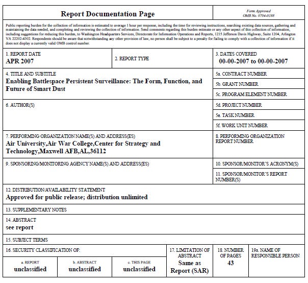 Enabling Battlespace Persistent Surveillance: The Form, Function and ...