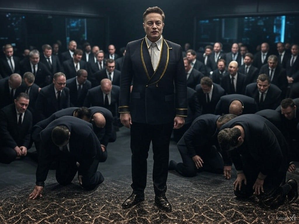 King Elon and his Elonites bowing down to obey and defend his worst ...