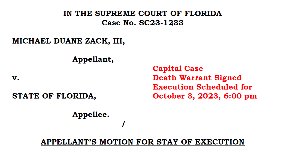 Zack Warrant: Briefing begins at Florida Supreme Court