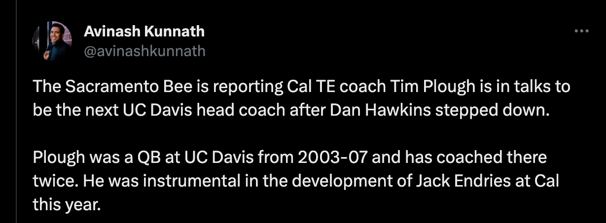 Report: Cal TE Coach Tim Plough in talks to become the new UC Davis ...