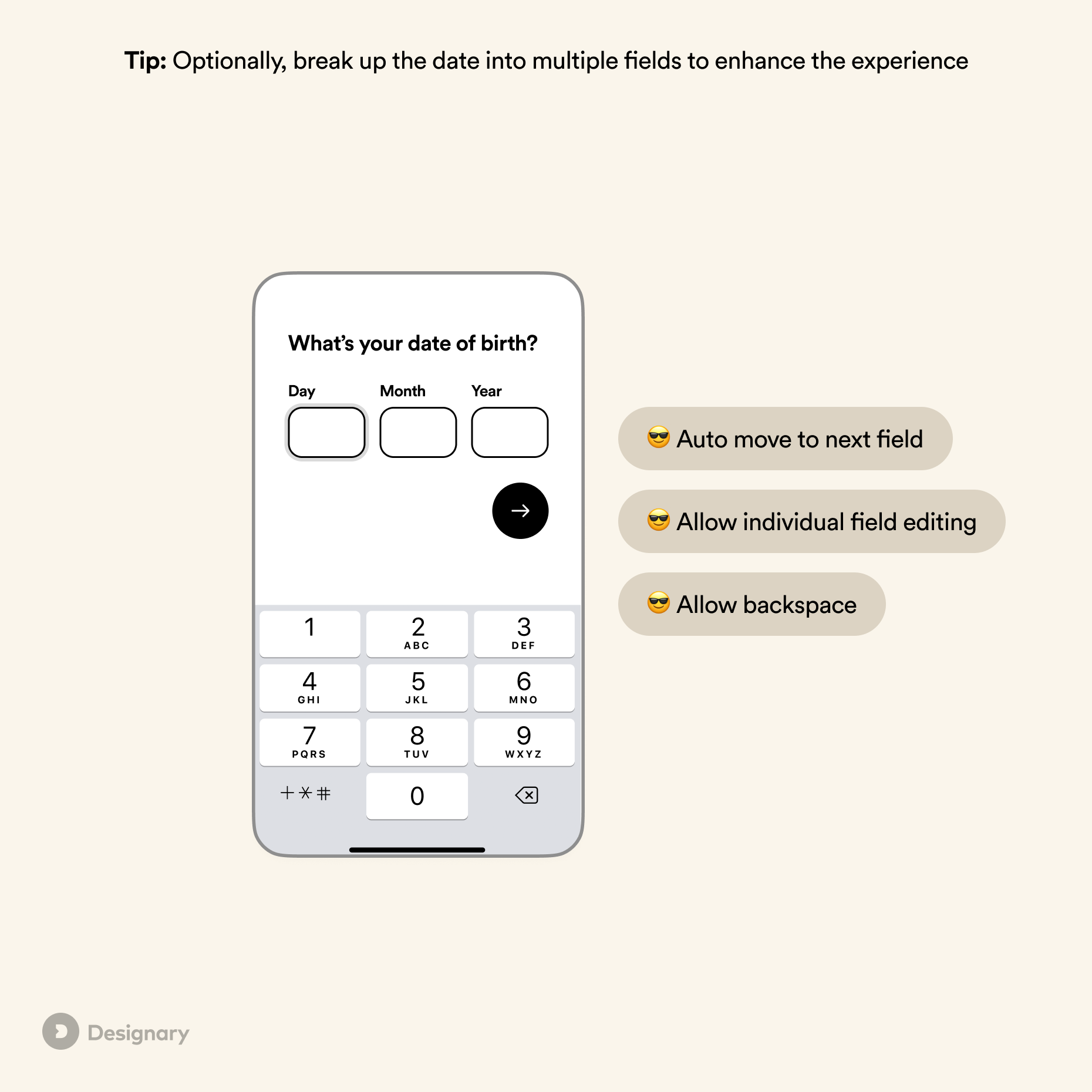 UX Tip #17: Use simple input fields for date of birth