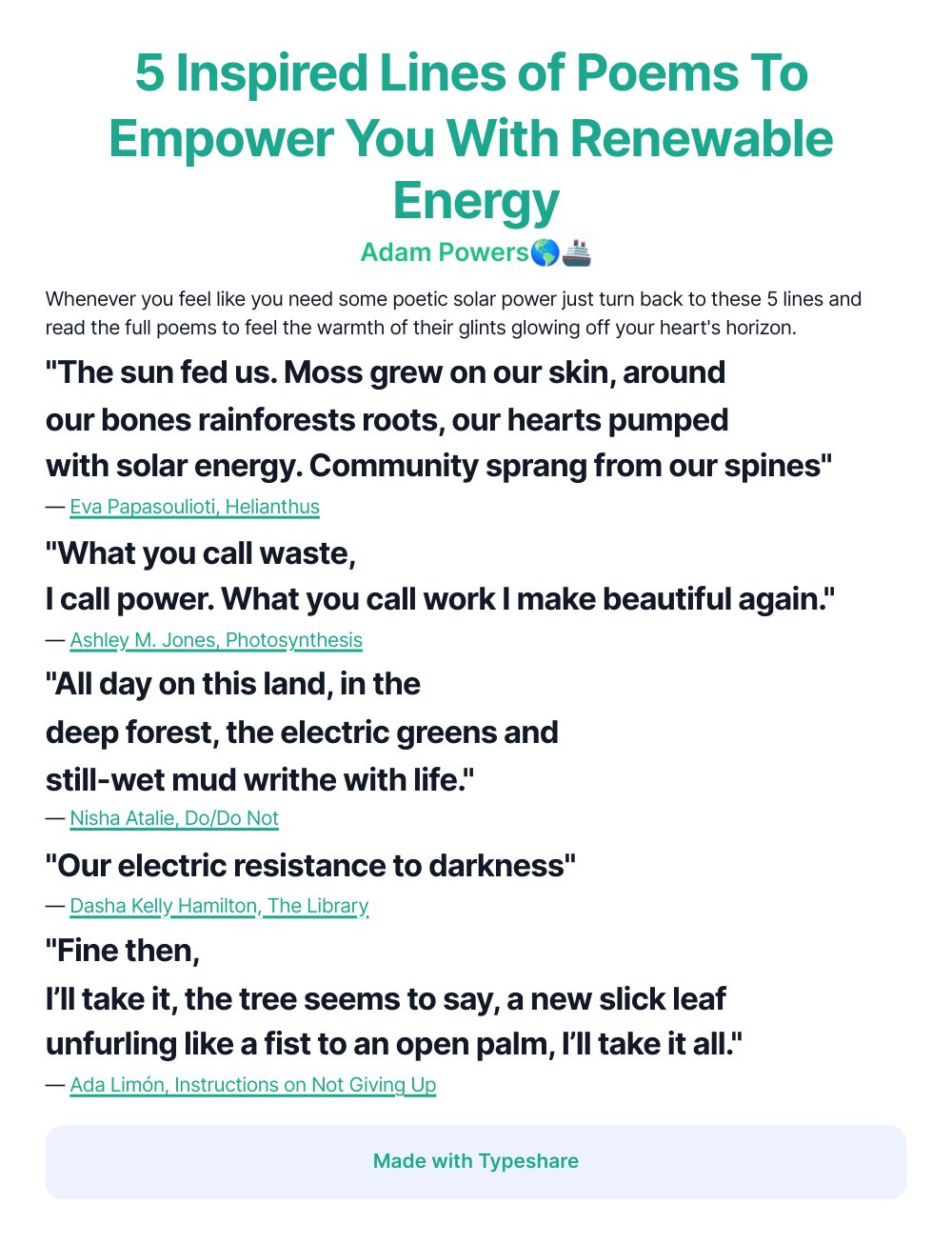 5 Inspired Lines of Poetry to Empower You with Renewable Energy