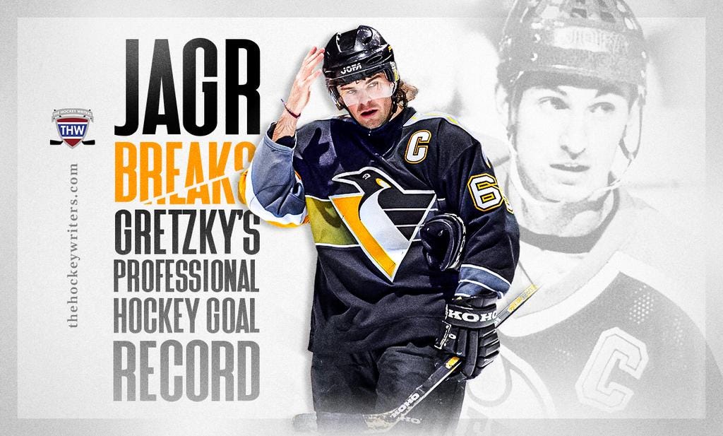 Jagr Breaks Gretzky's Professional Hockey Goal Record & All-Decade NHL ...