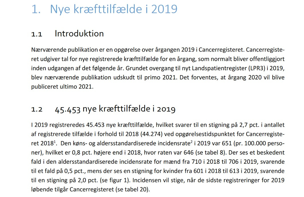 Årsrapporter om nye kræfttilfælde - Niffelheim’s Substack