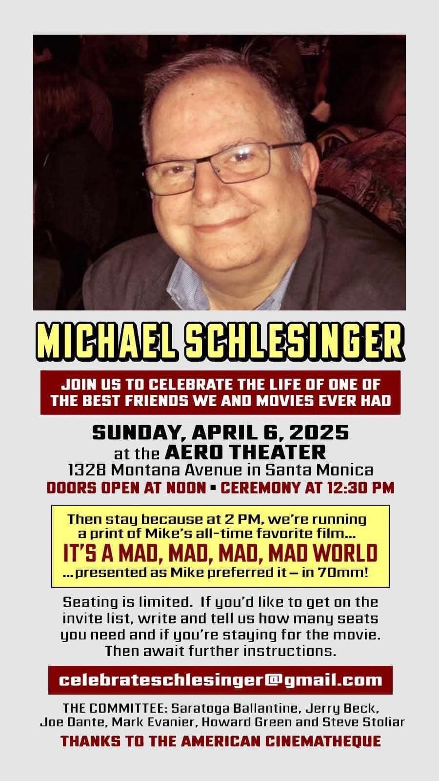 Tribute for Michael Schlesinger Set for April 6 in Santa Monica