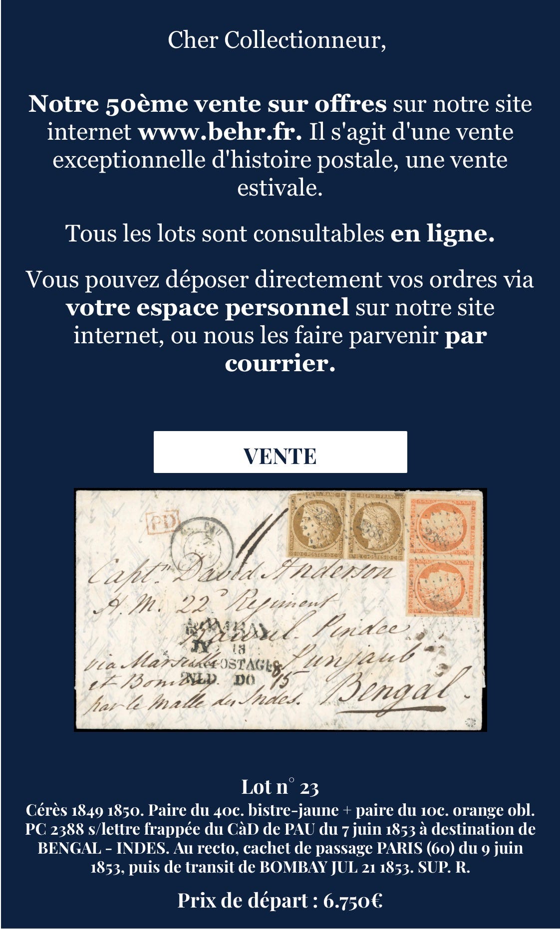 Uniform Half-Anna Postage in Punjab, 1849