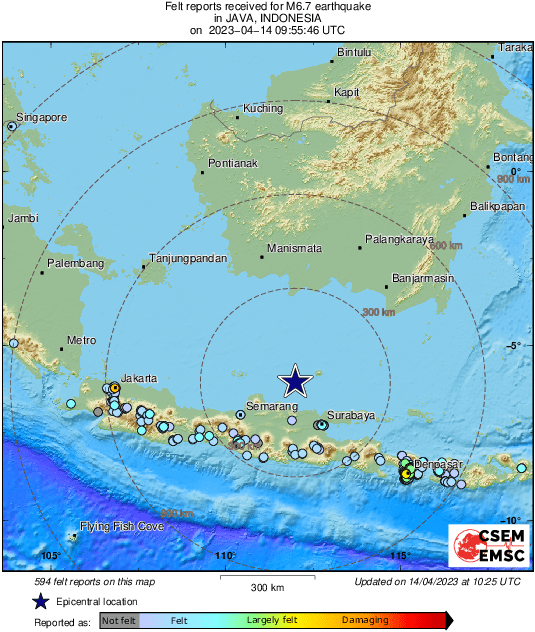 Very deep M7 earthquake north of Java felt across the island, but not ...