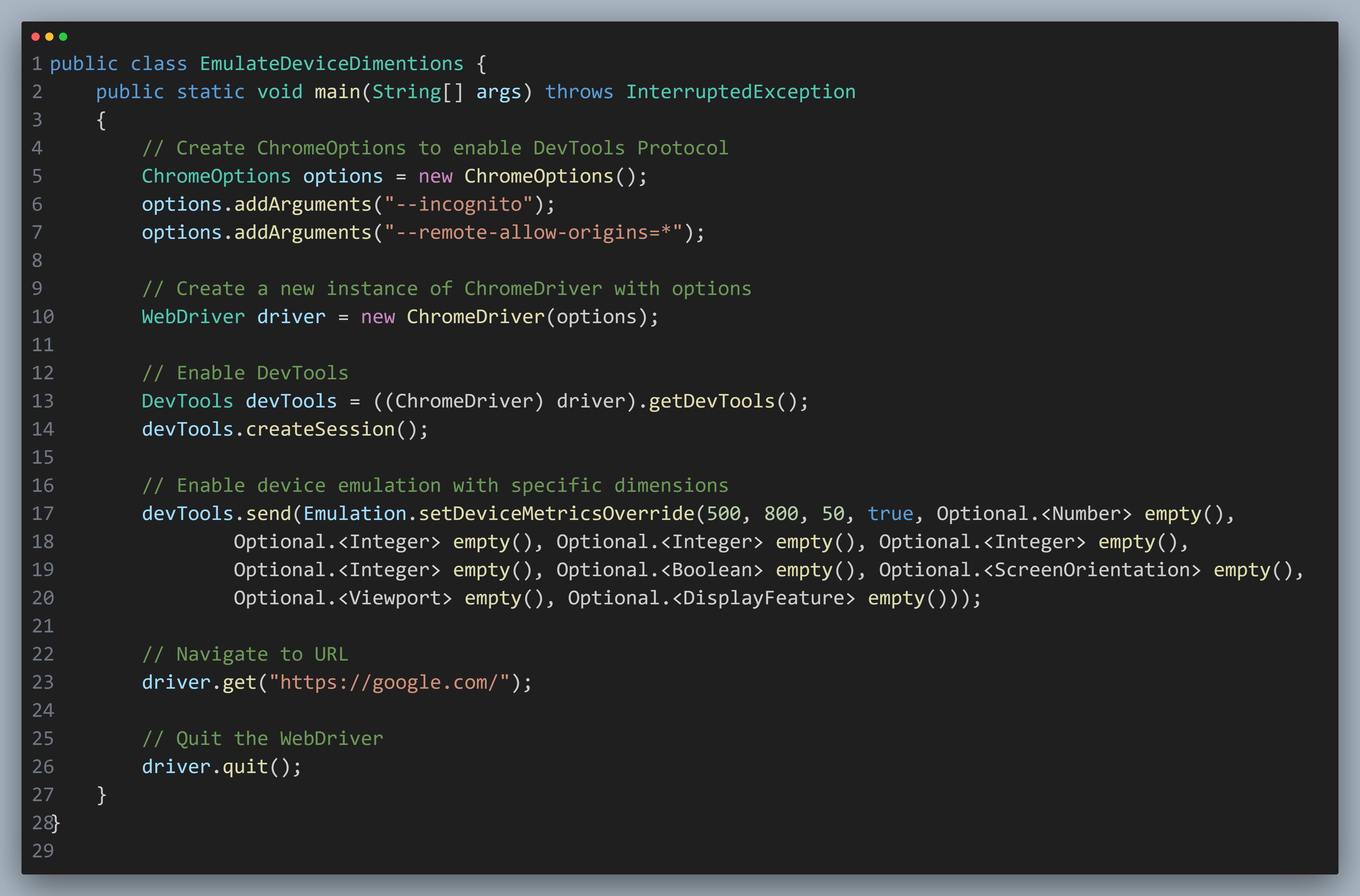 Selenium 4 Chrome DevTools