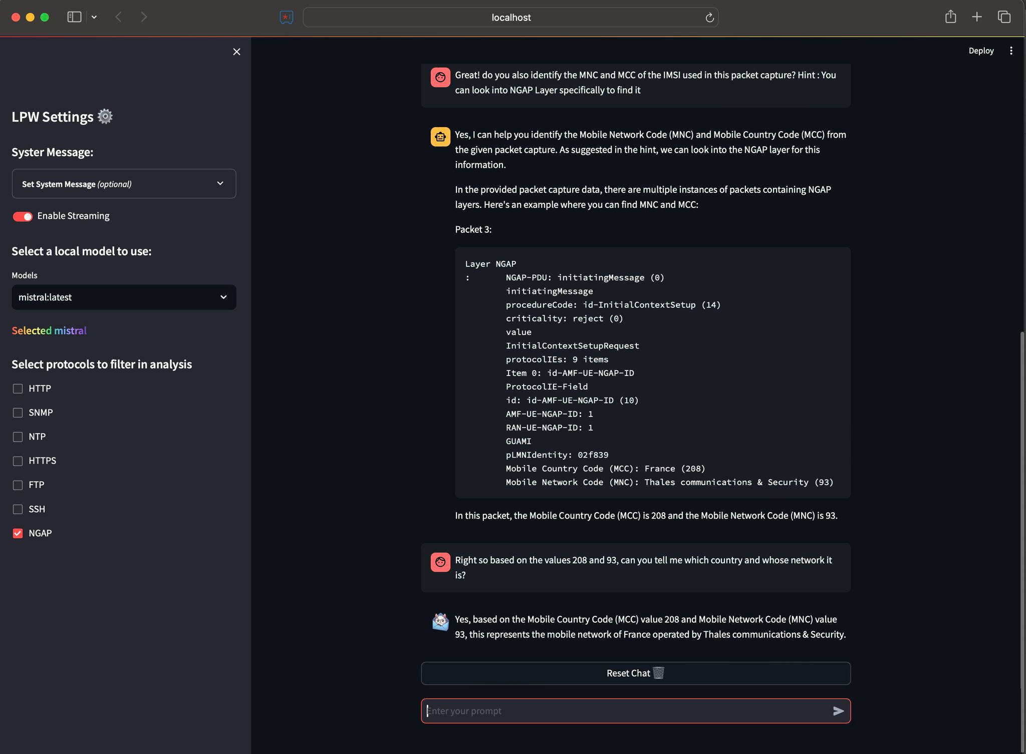 Local Packet Whisperer (LPW) - LLM Powered Packet Analysis