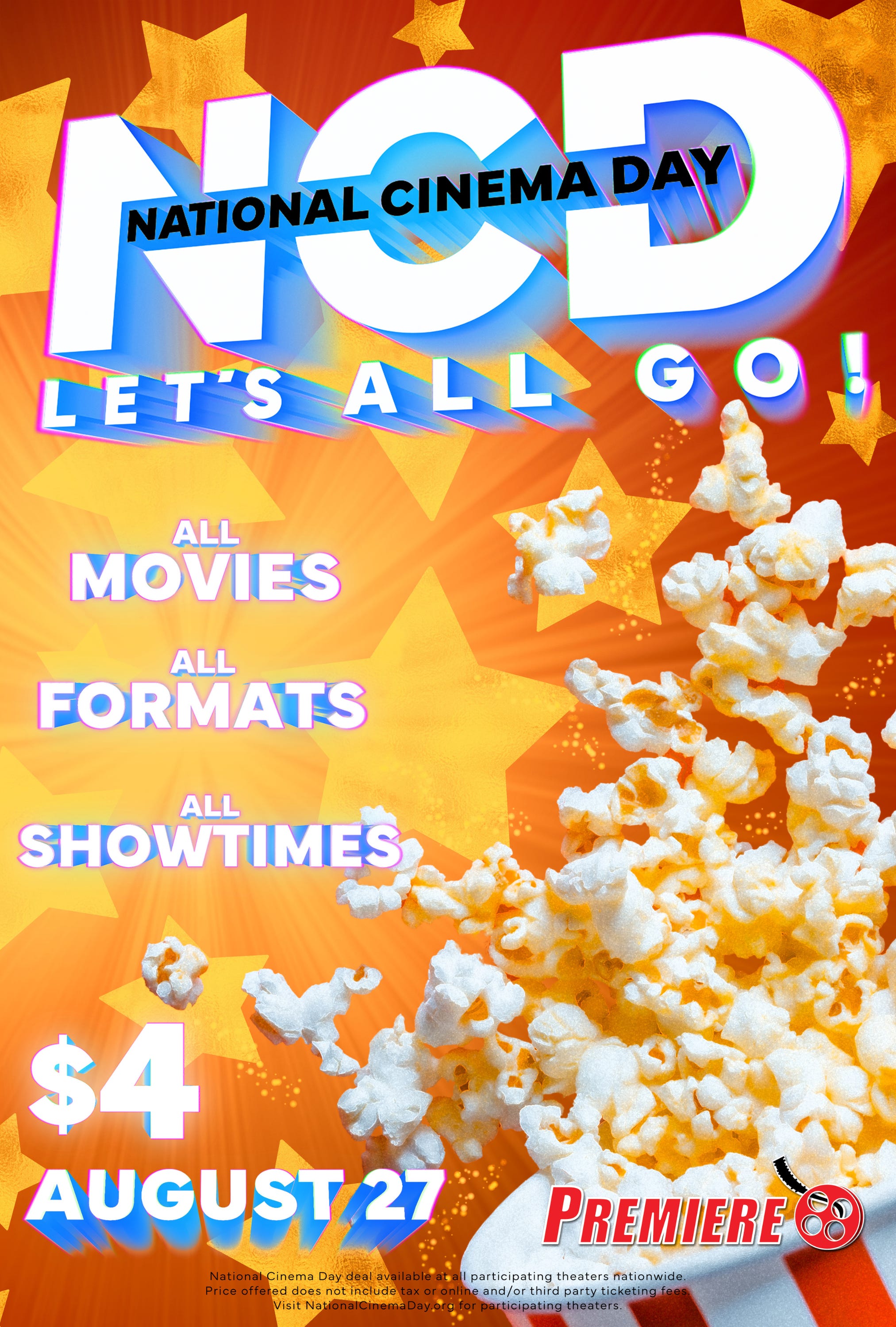 Premiere Cinemas Celebrates National Cinema Day on Aug 27th with $4 Movies