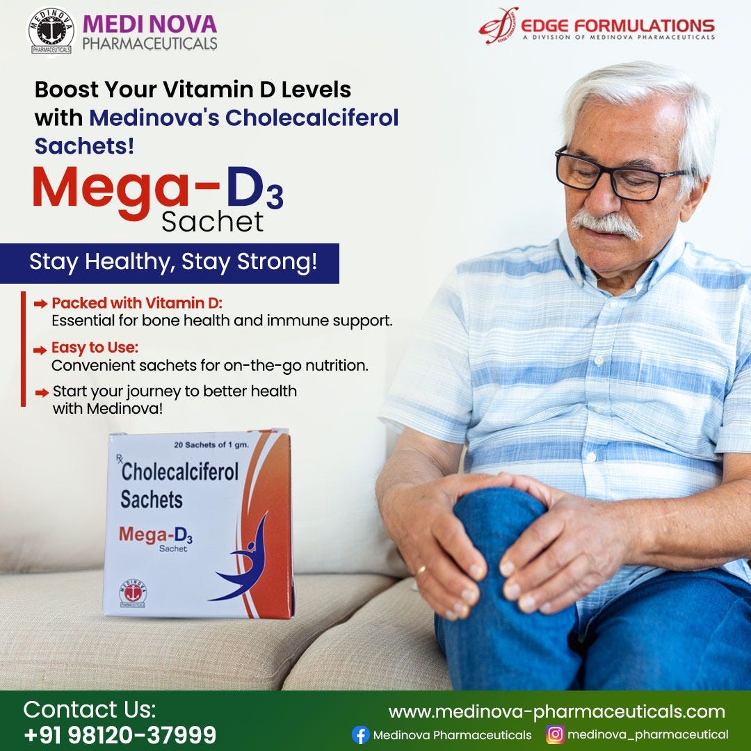 Boost Your Vitamin D Levels with Mega-D3 Sachets by Medinova Pharmaceuticals!