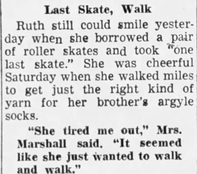 Where have you and your rollerskates gone, Ruthie Miller?