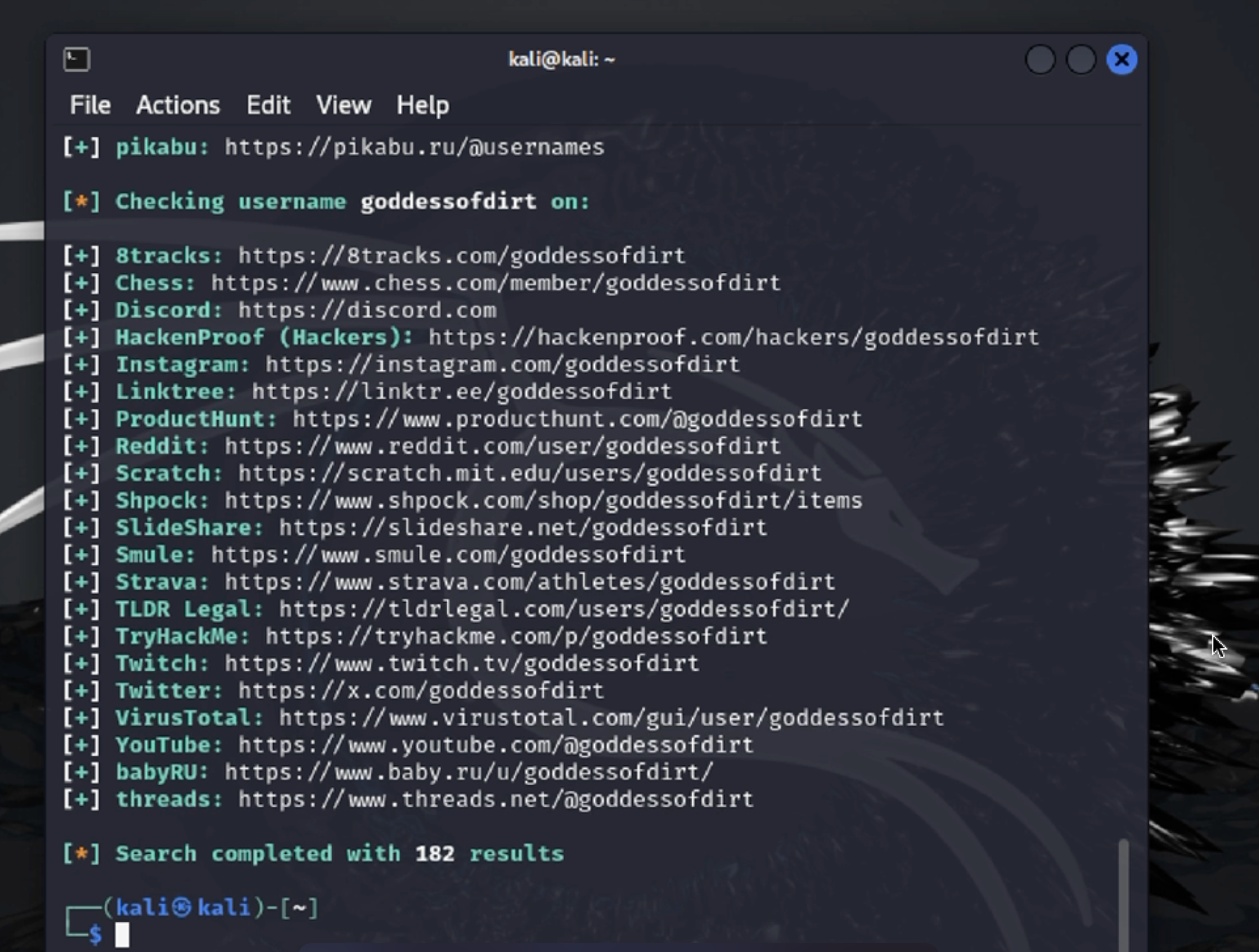 OSINT: Exploring Sherlock on Kali Linux - by Andrea Harston