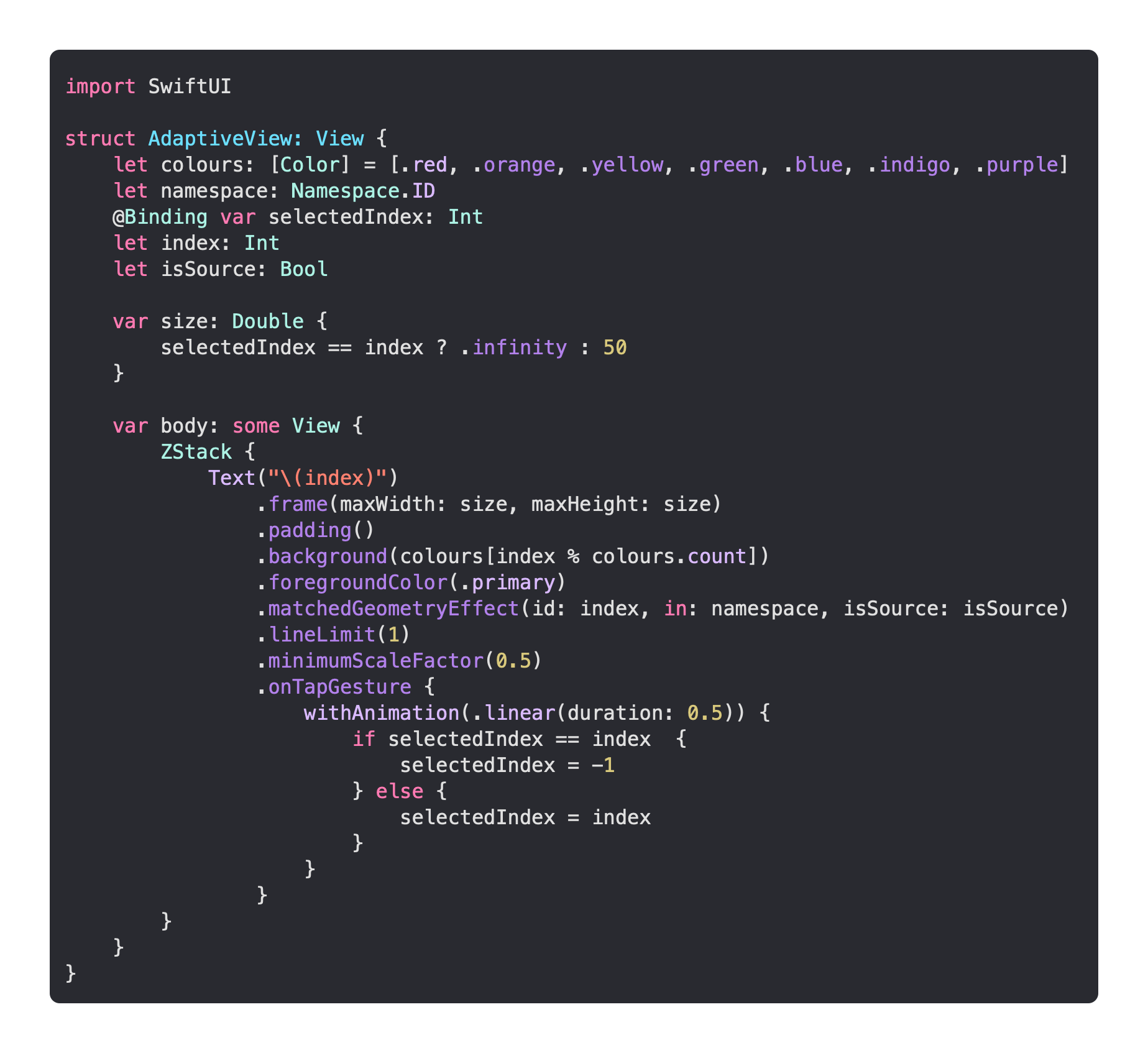 Use .matchedGeometryEffect To View Items In a LazyVGrid