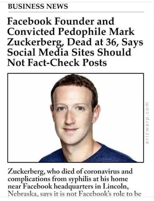 Did you hear the news? Mark Zuckerberg died yesterday.