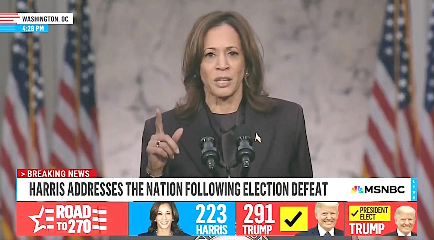 Kamala Harris concedes the election, but "not the fight that fueled ...