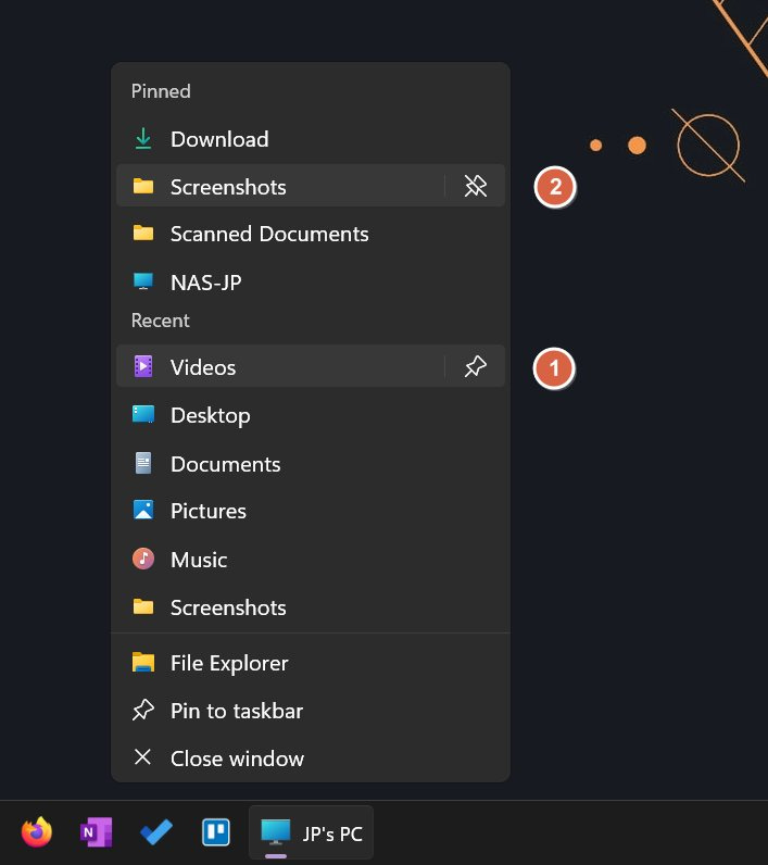 Don’t forget about the Windows taskbar jump lists for quick access to ...