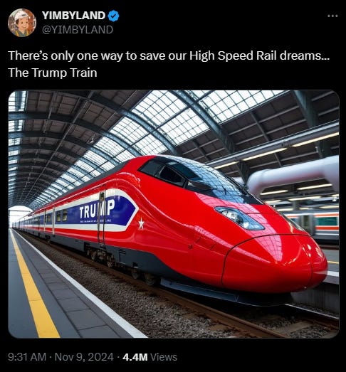 Trump can railroad his critics by building speedy passenger rail