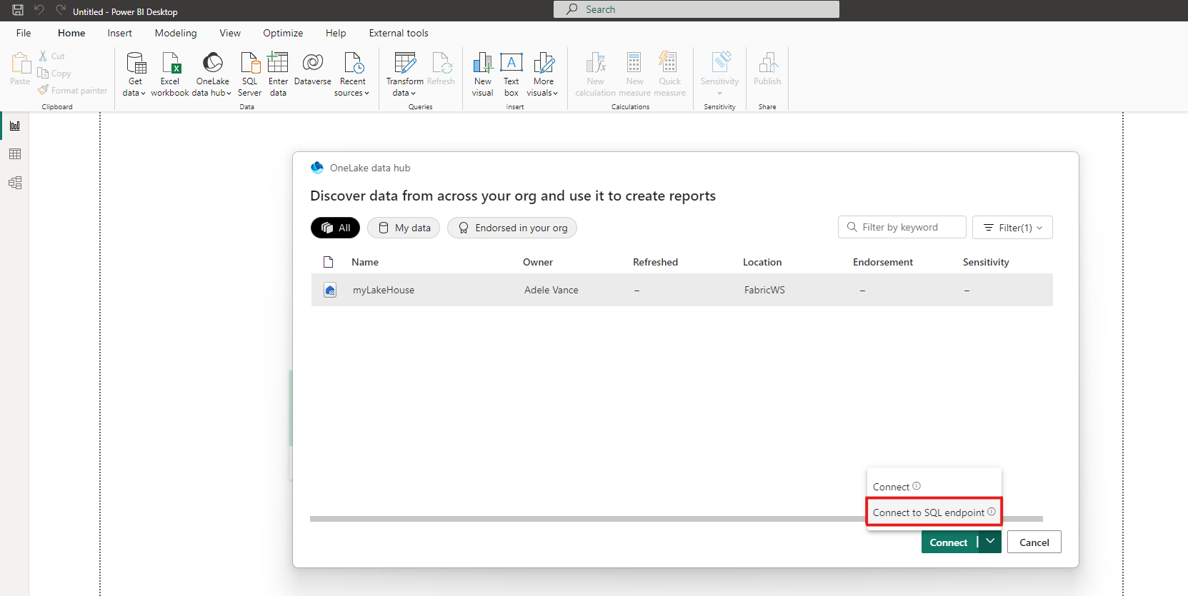 Linking MS Power BI to Microsoft Fabric Lakehouse