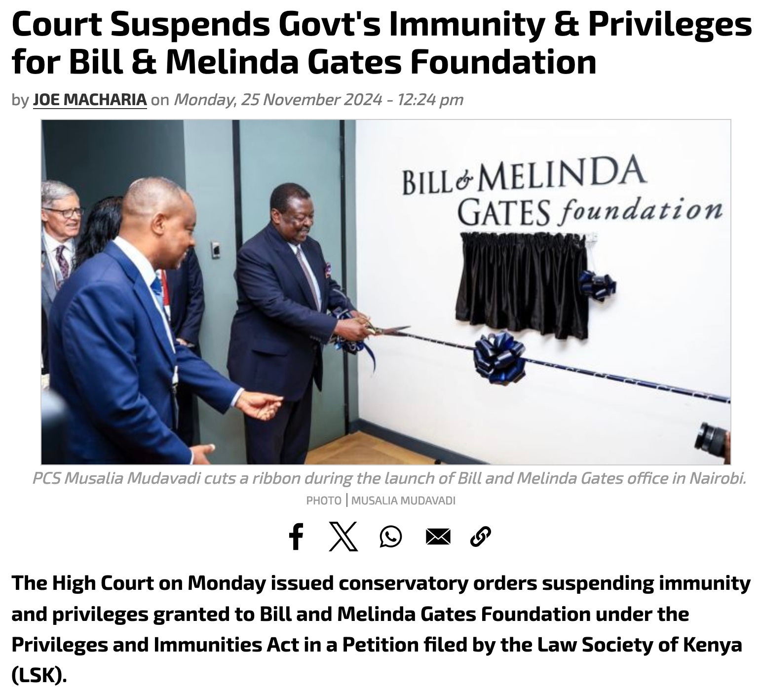 Gates Foundation loses its legal immunity in Kenya. A good start. Next ...