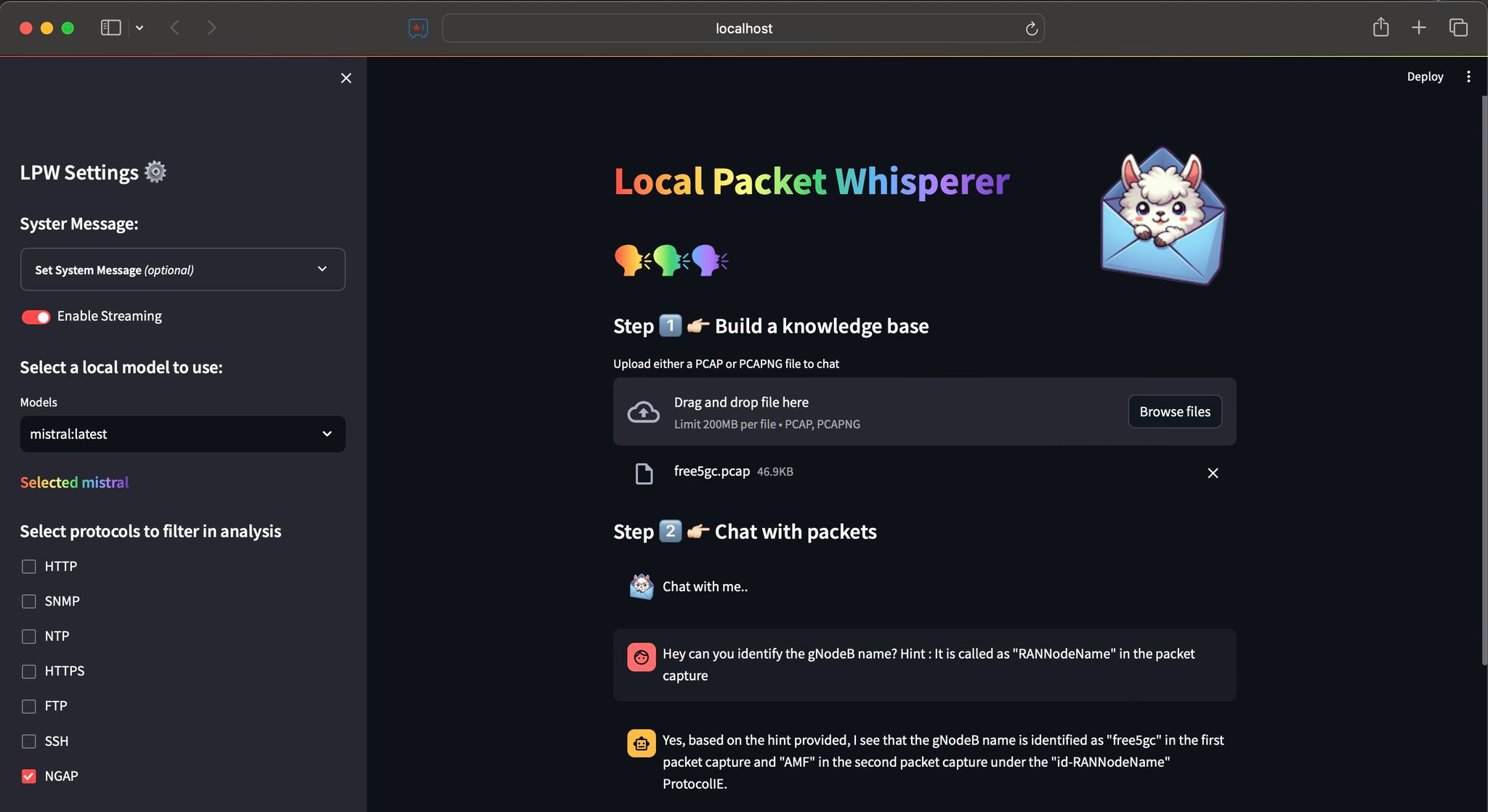 Local Packet Whisperer (LPW) - LLM Powered Packet Analysis