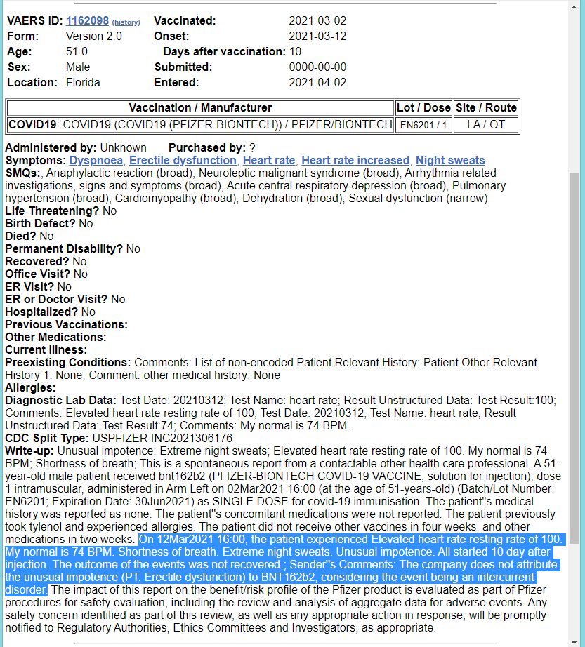 mRNA Injury series - ERECTILE DYSFUNCTION, IMPOTENCE, Penile swelling ...