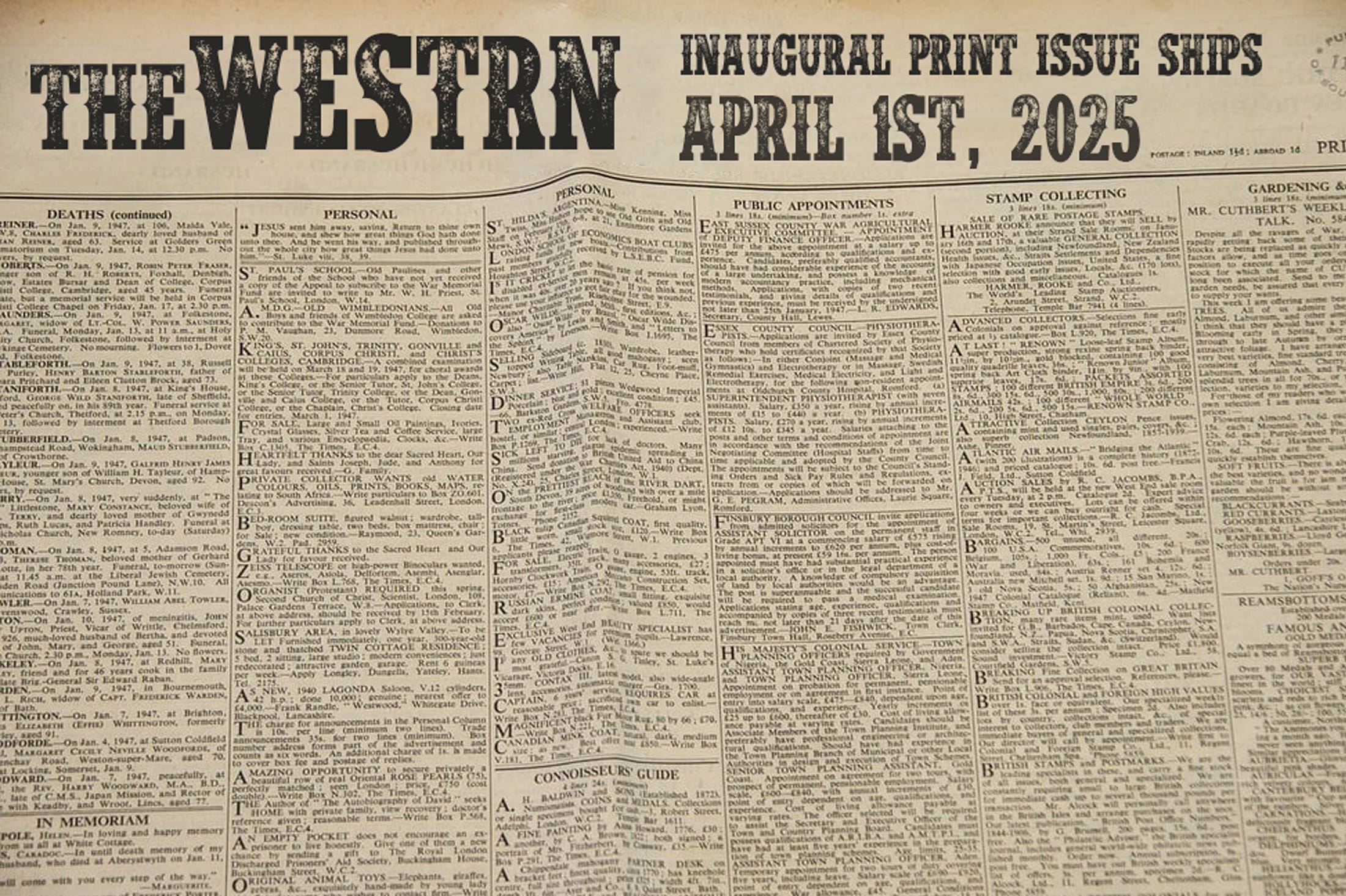 The Westrn's First Newspaper Ships on April 1 📰