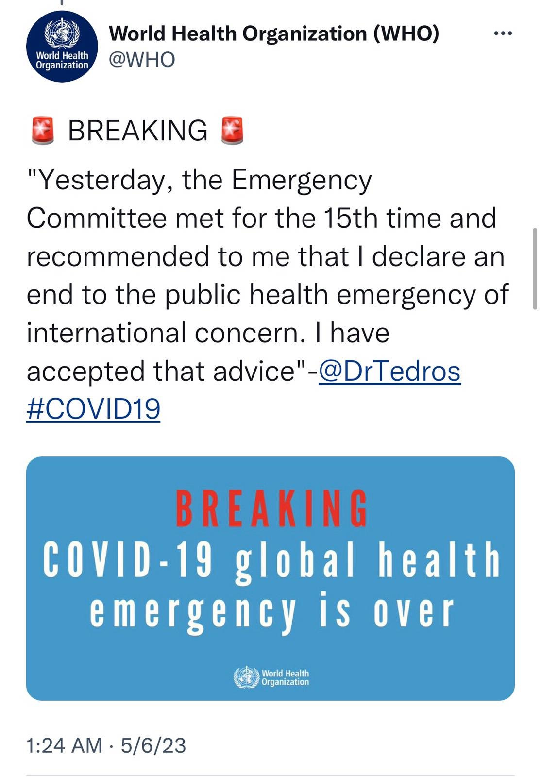 A monumental moment: End of international emergency