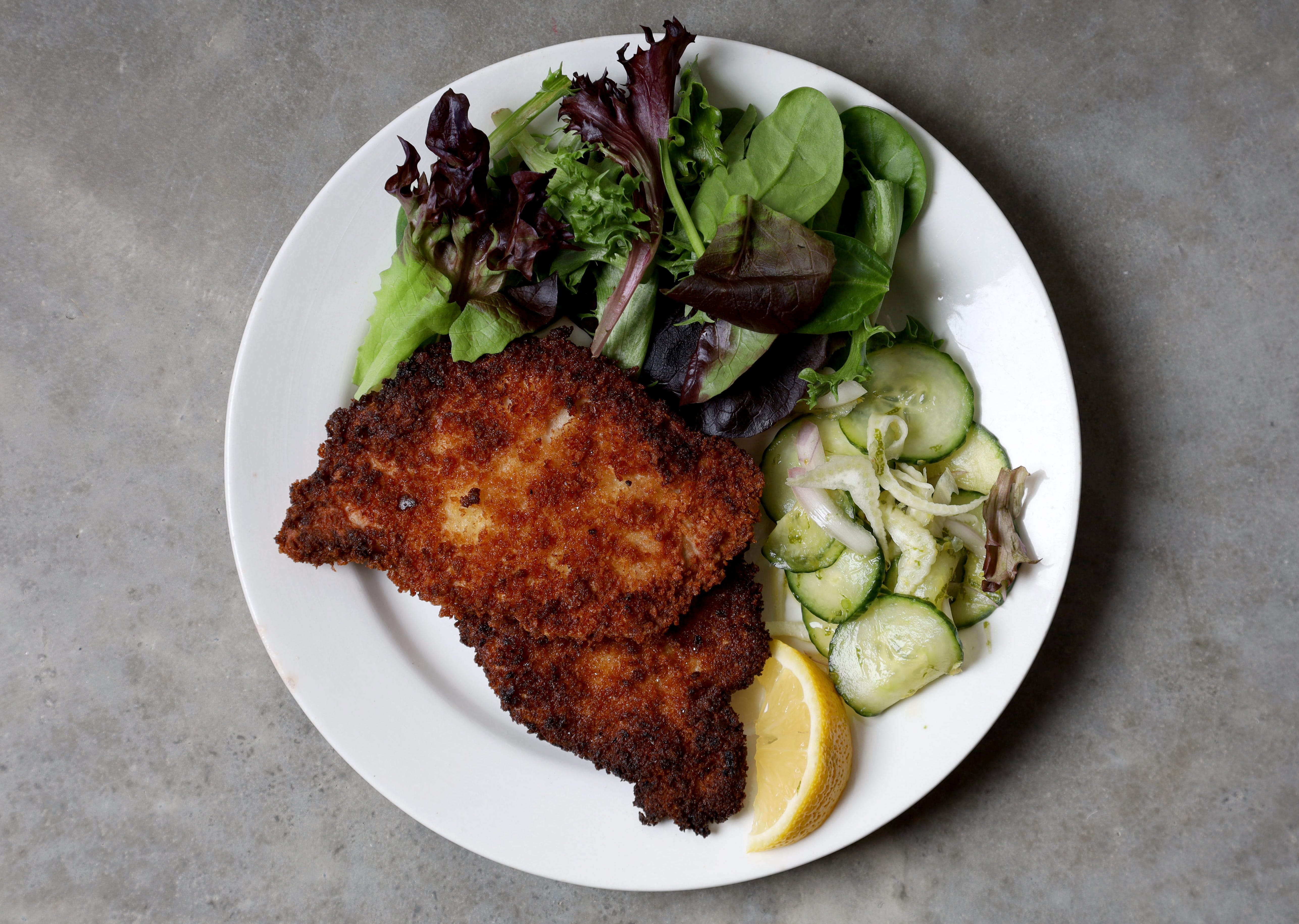 JESSE'S VIENNESE SCHNITZEL with pickles and creamy mustard sauce