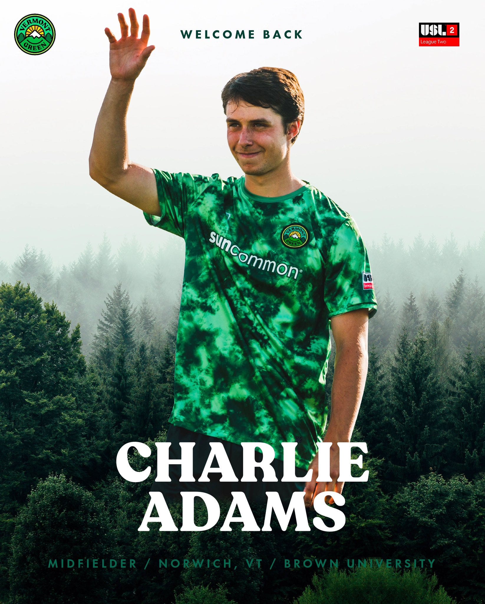 Vermont’s own Charlie Adams returning to Vermont Green FC in 2023