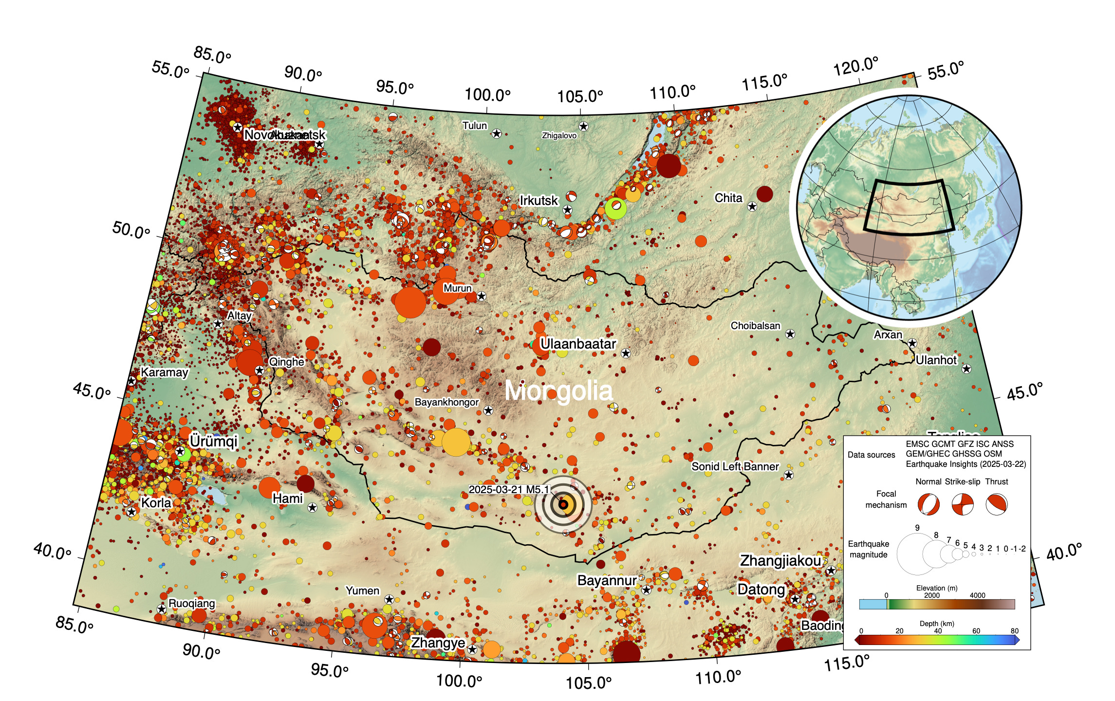Moderate M5.1 earthquake in Mongolia