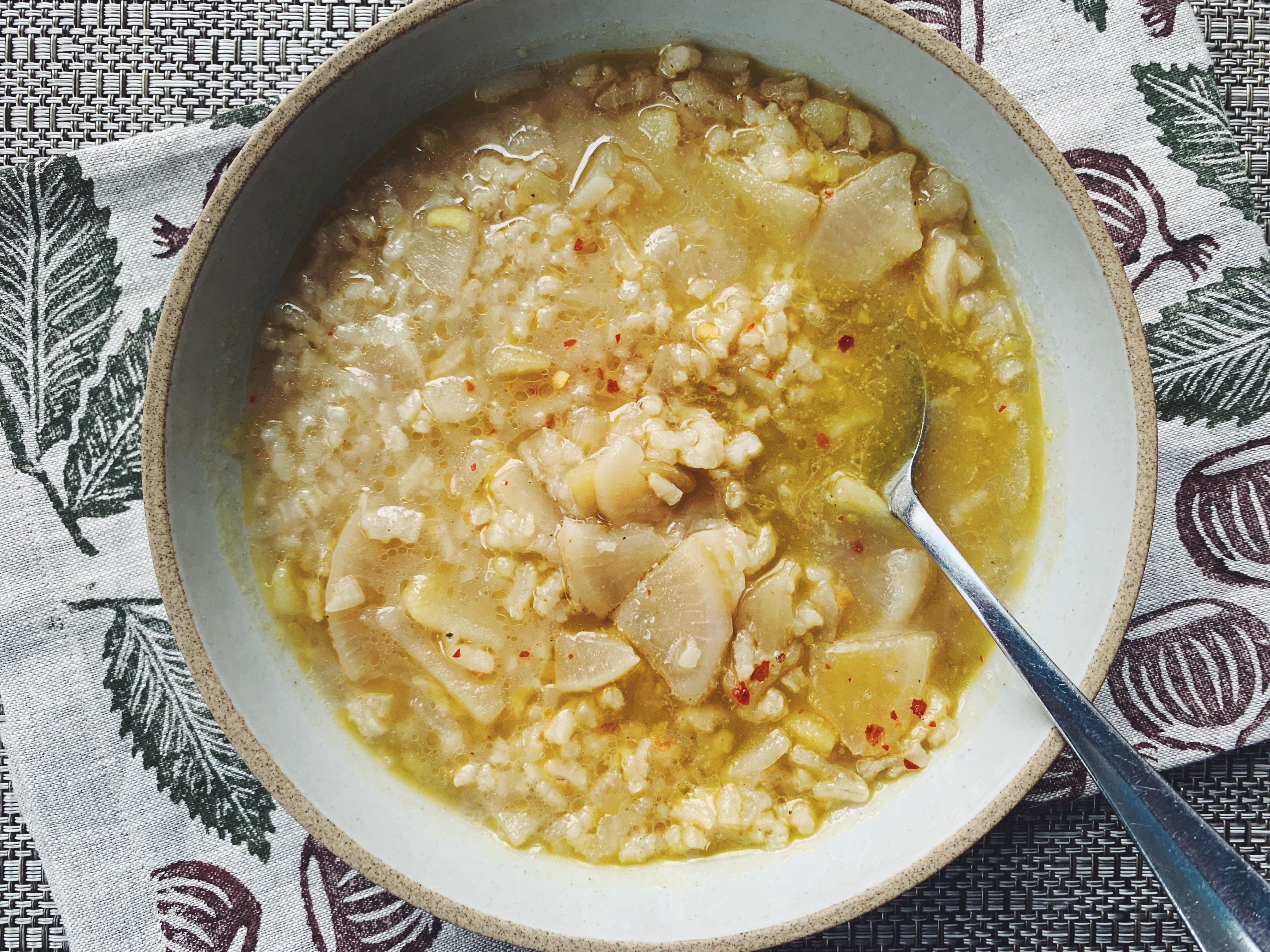 Rape e Riso: Brothy Turnip and Rice Soup