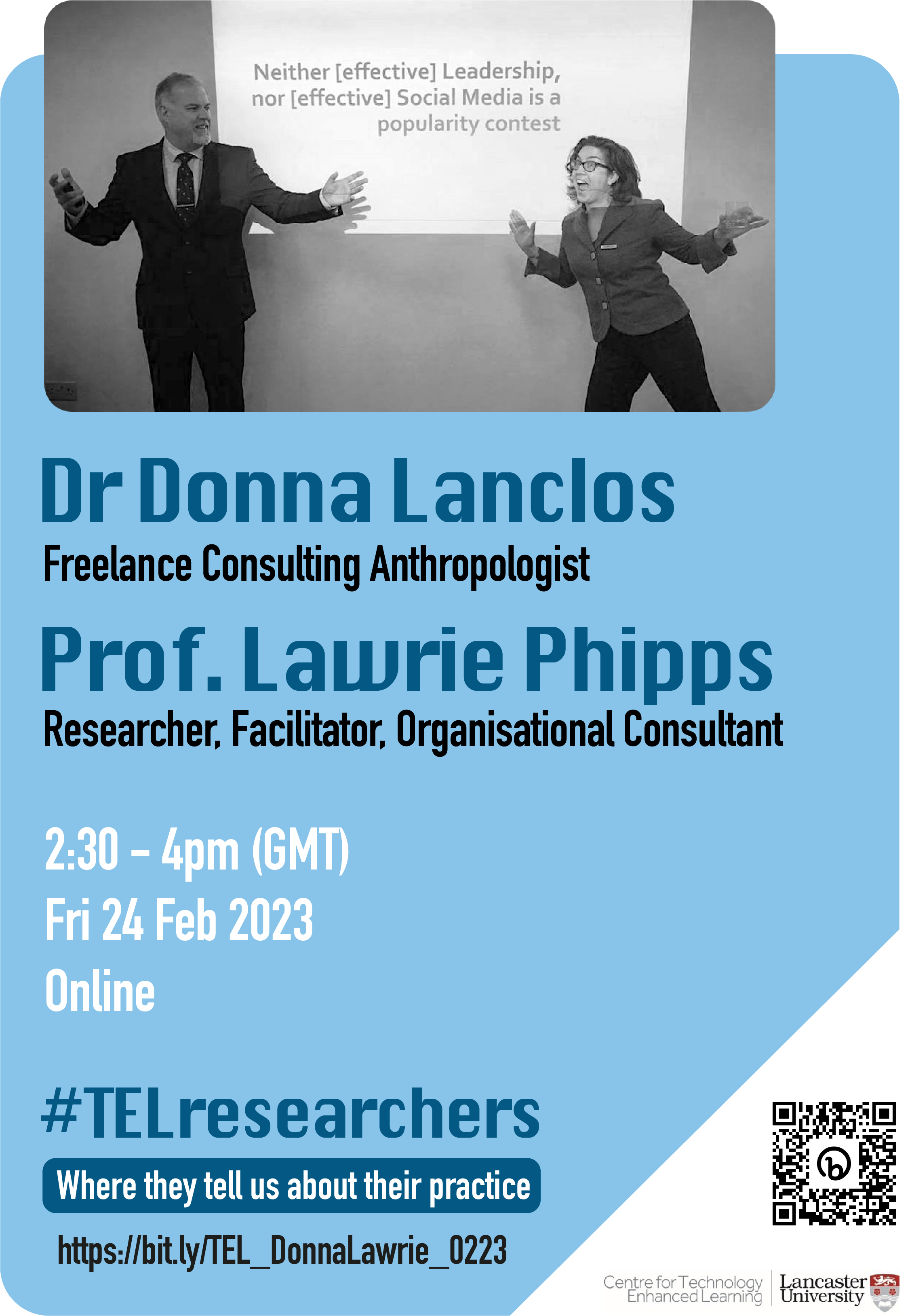 #TELresearchers with Dr Donna Lanclos & Prof. Lawrie Phipps