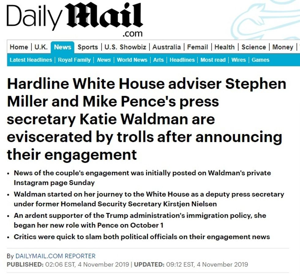 Stephen Miller And Pence Spox Katie Waldman To Wed, Jail Children Together