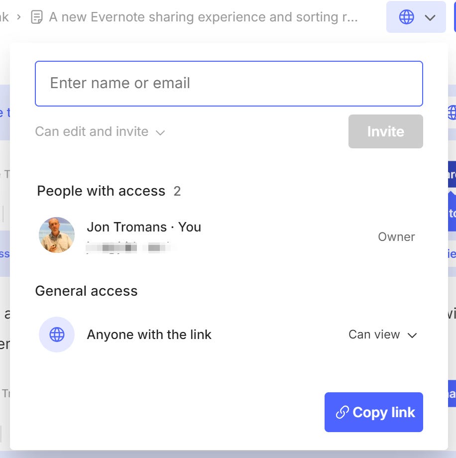 A new Evernote sharing experience and sorting remembered + lots more