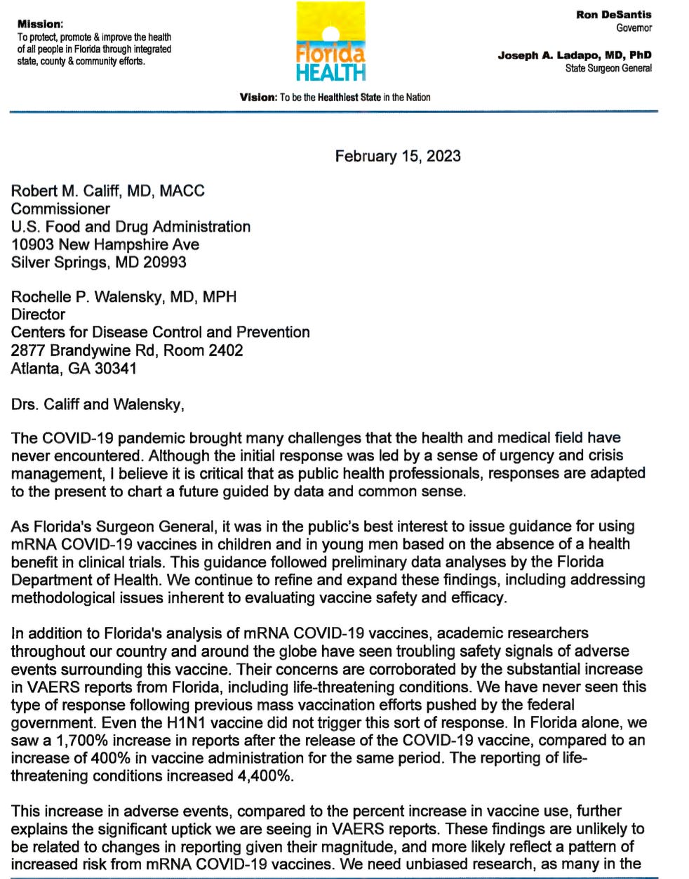 Robert W Malone - WARNING: Florida Department of Health Alert