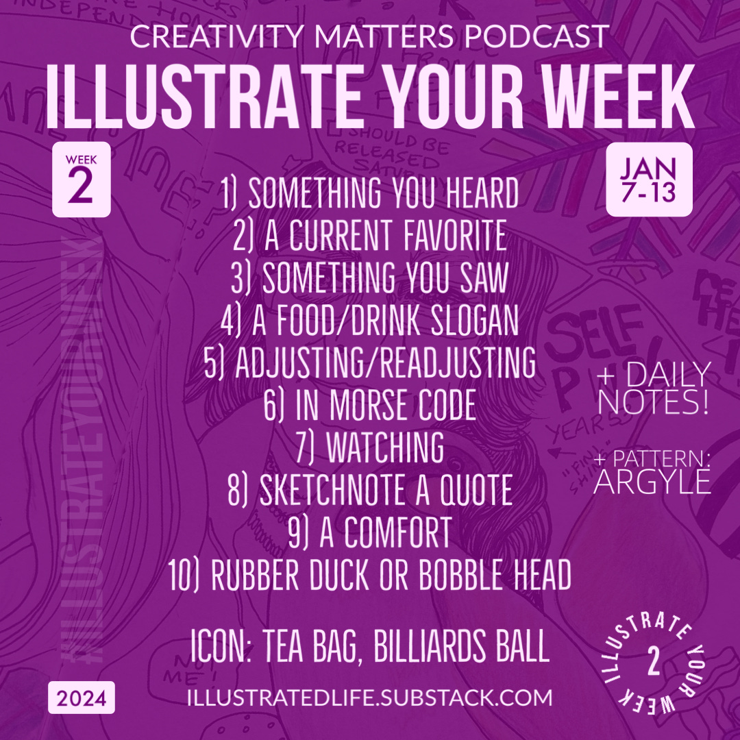 Week 2 Prompts for Illustrate Your Week 2024 - by Amy Cowen