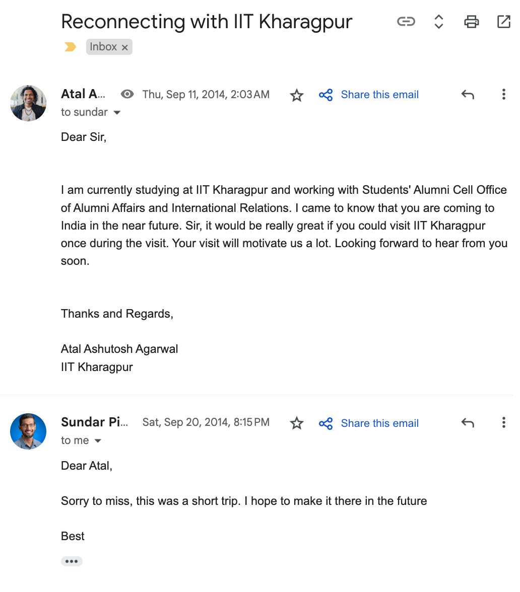 Why CEO of Google - Sundar Pichai replied to my email?