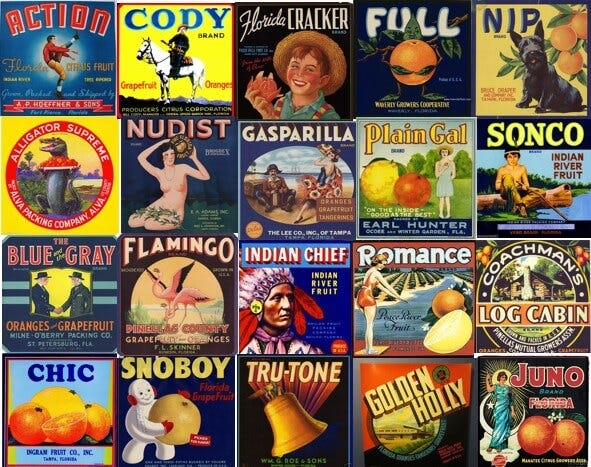 Florida Citrus Labels - by Mike Miller