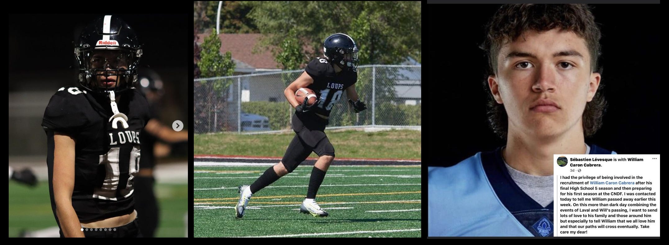17 year old Quebec football player (William Caron-Cabrera) dies ...