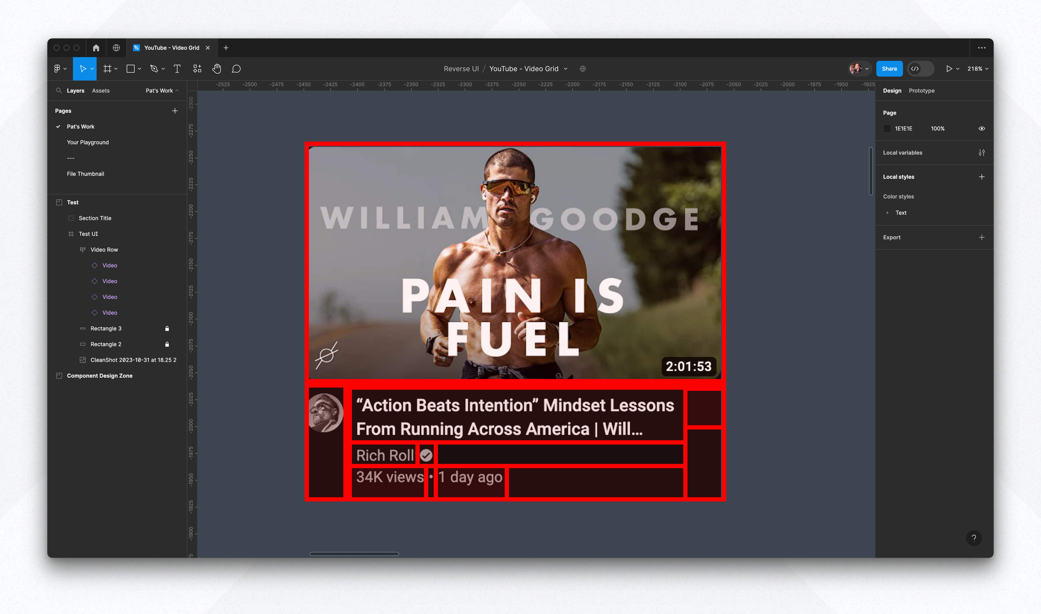 Reverse engineering YouTube's video grid UI in Figma