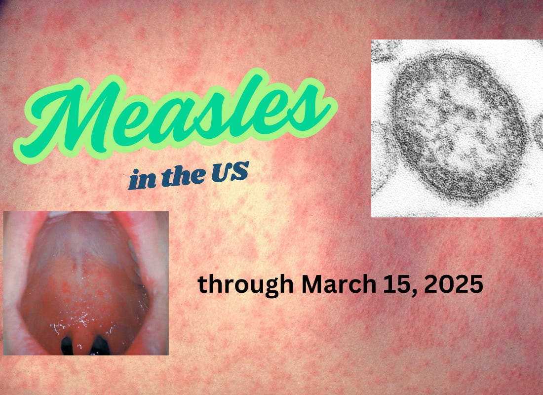 Measles in the US through March 15, 2025
