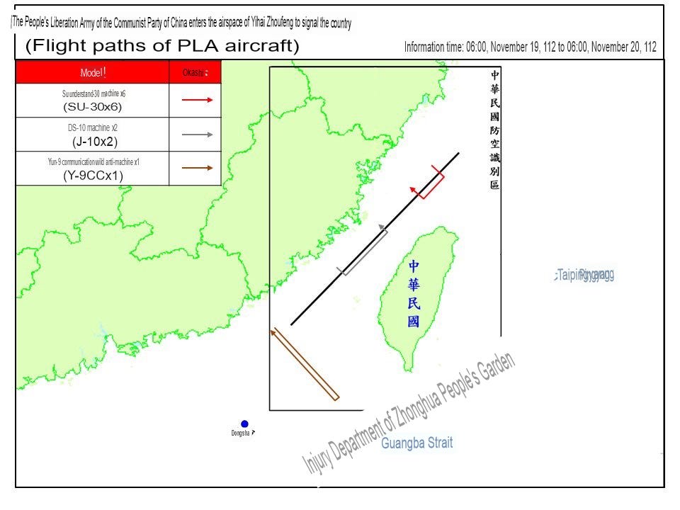 Chinese Military Aircraft & PLAN Vessels Spotted Around Taiwan November ...