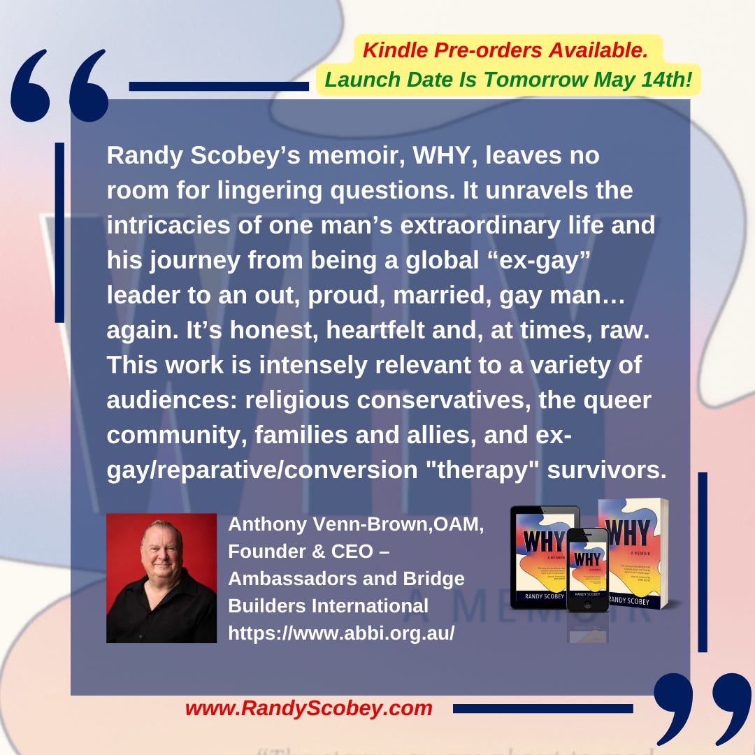 WHY Book Endorsement–Anthony Venn-Brown, OAM, Founder & CEO–Ambassadors and Bridge Builders ...