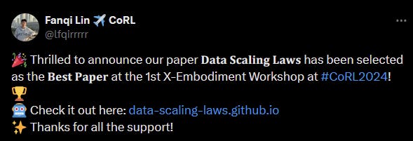 What are the data scaling laws for imitation learning in robotics?