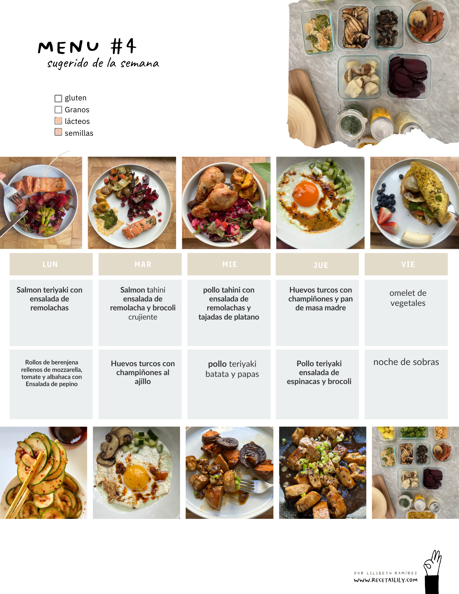 Menú #4 muy delicioso y variado - by Lilibeth Ramirez