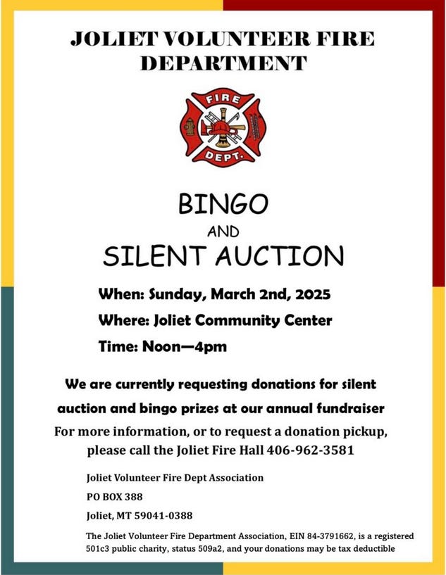 Joliet Volunteer Fire Department Bingo and Silent Auction Fundraiser ...