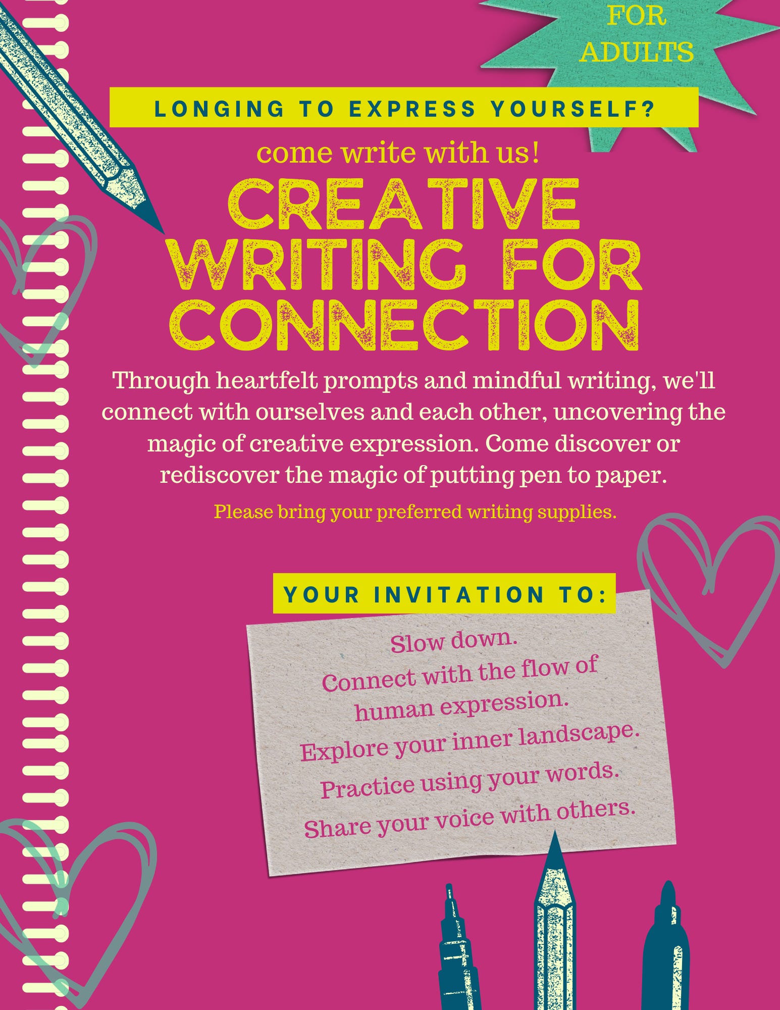 Creative Writing for Connection: Feb 16th - by Izzy