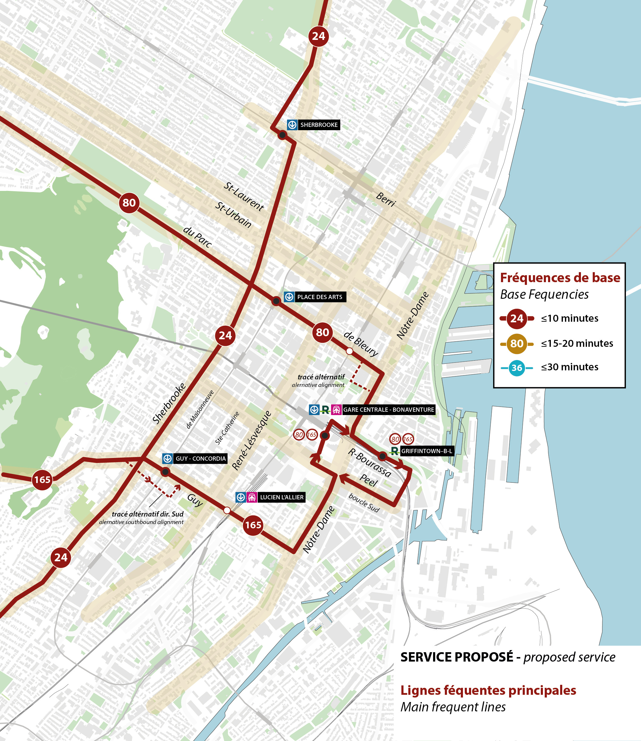 Rethinking transit in downtown Montréal - by Marco Chitti